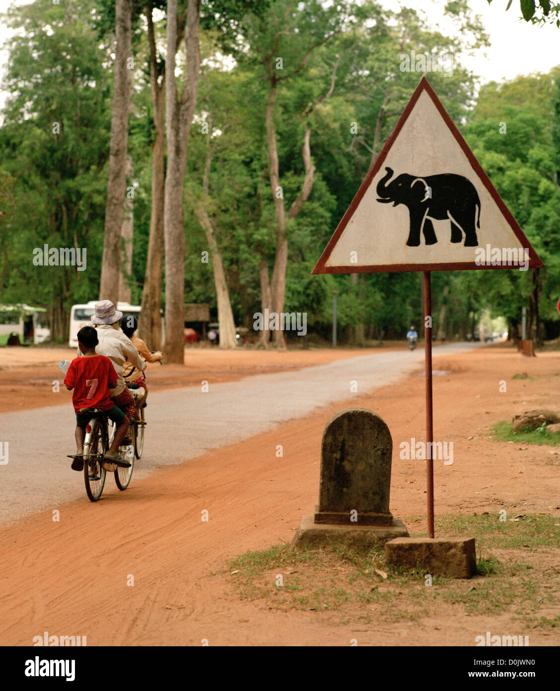 Elephant road sign at the Khmer Angkor Thom of The Temples of Angkor in ...
