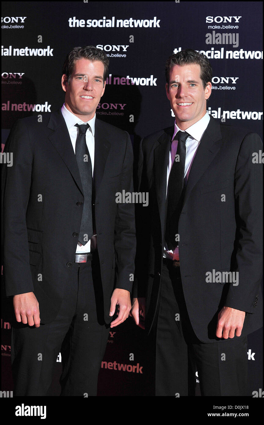 Cameron Winklevoss and Tyler Winklevoss The Social Network premiere ...