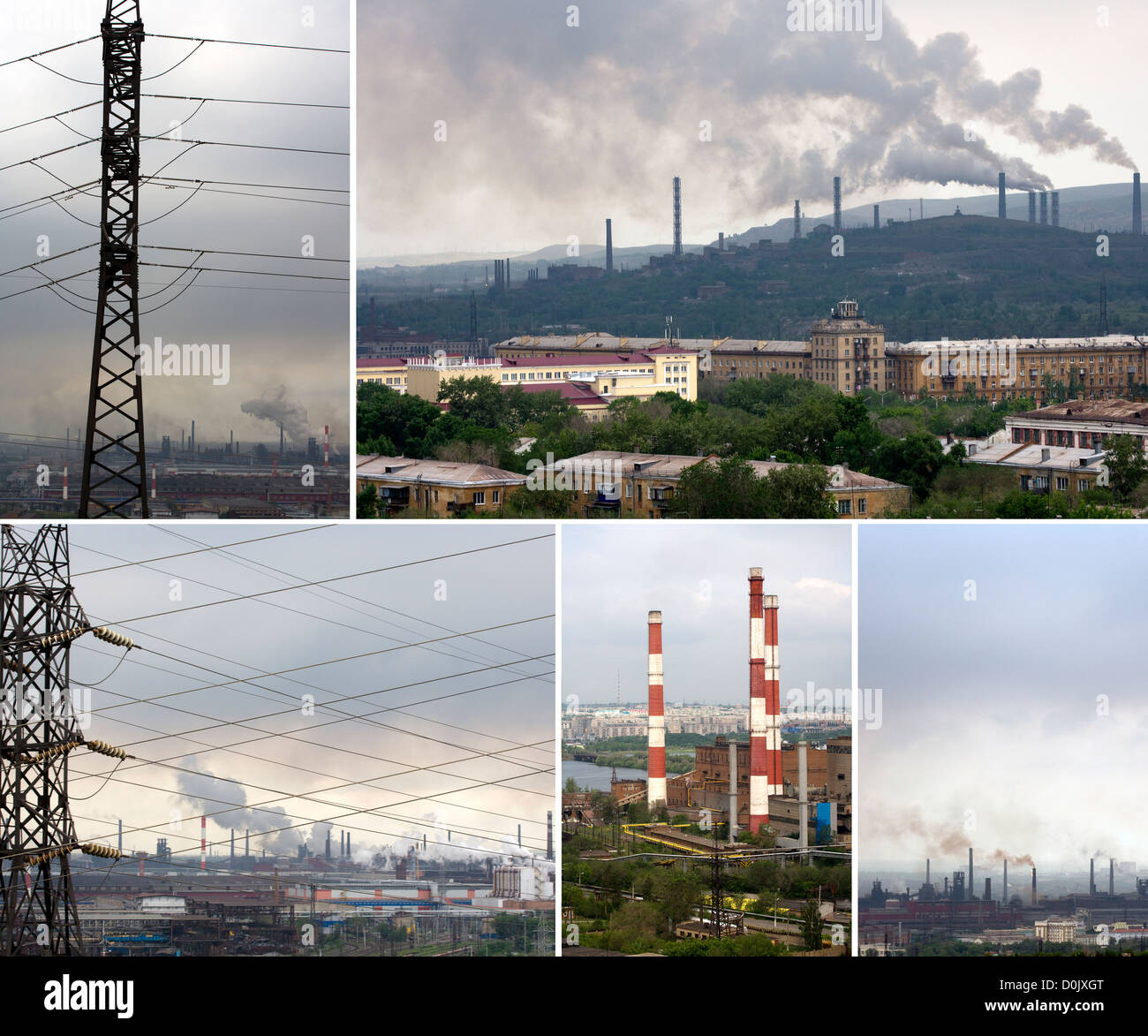Compilation of modern industry and construction Stock Photo - Alamy