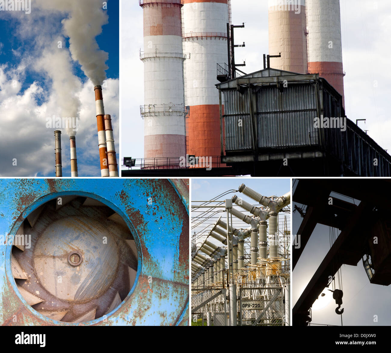 Compilation of modern industry and construction Stock Photo - Alamy