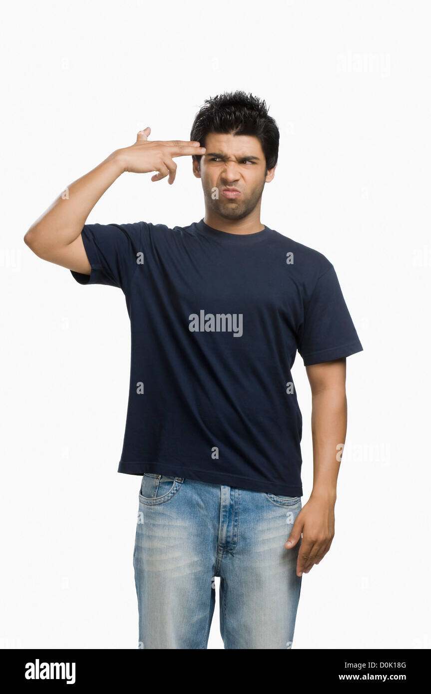 Man Pointing Finger Gun Gesture High Resolution Stock Photography and ...