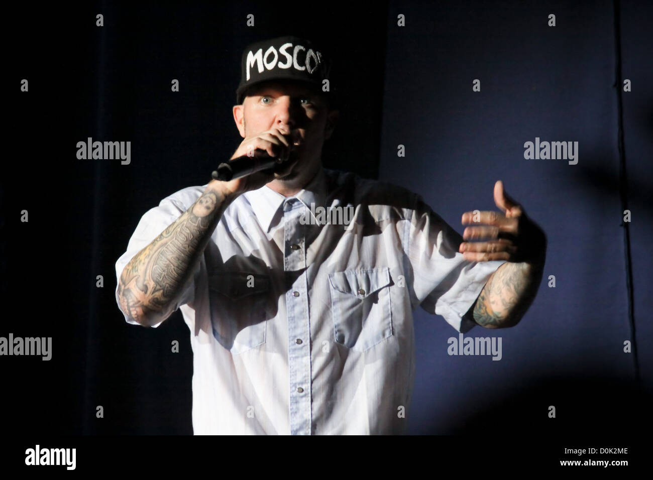Fred Durst, Limp Bizkit's frontman, performing live at the Olimpiisky ...
