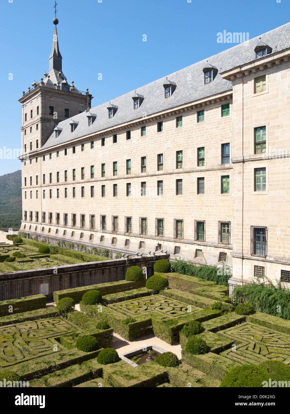 Garden of the historical Royal Monastery and Site of El Escorial is ...