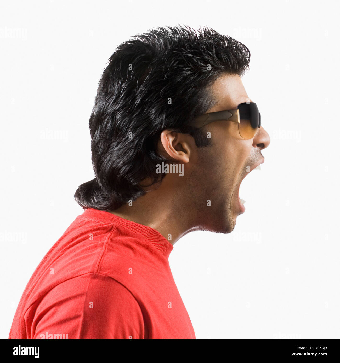 Side profile of a man shouting Stock Photo - Alamy
