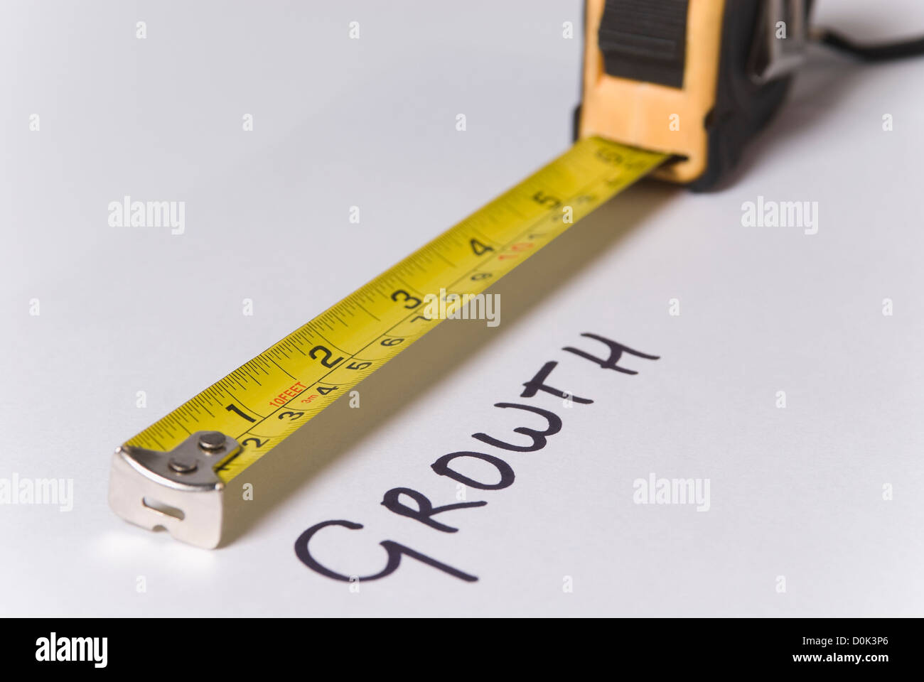 Measuring tape measuring text growth Stock Photo - Alamy