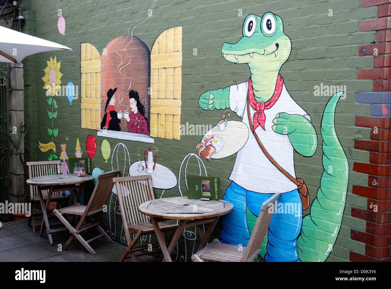 Crocodile Cafe mural painting Stock Photo - Alamy