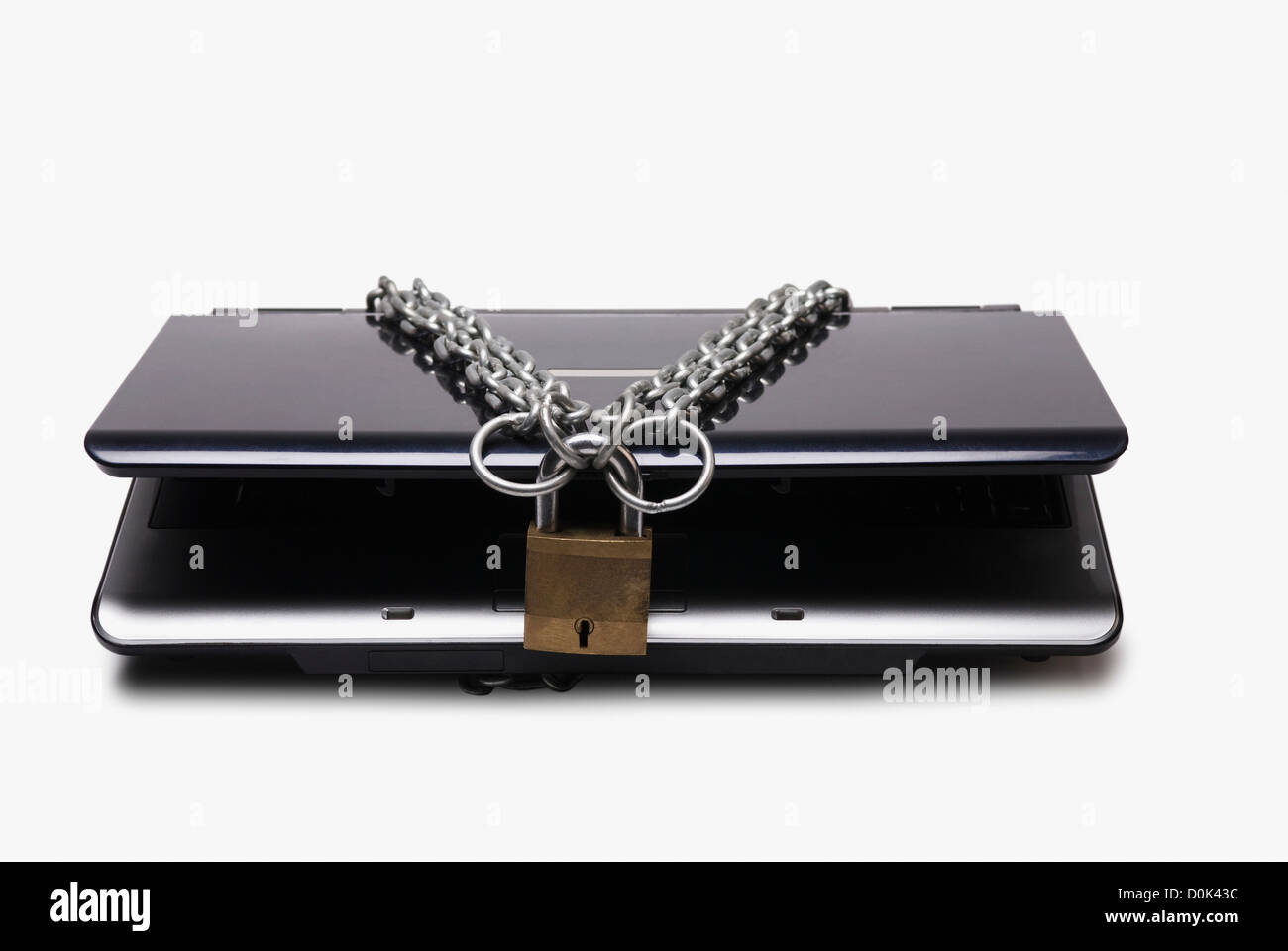 Laptop tied with chain and a padlock Stock Photo - Alamy