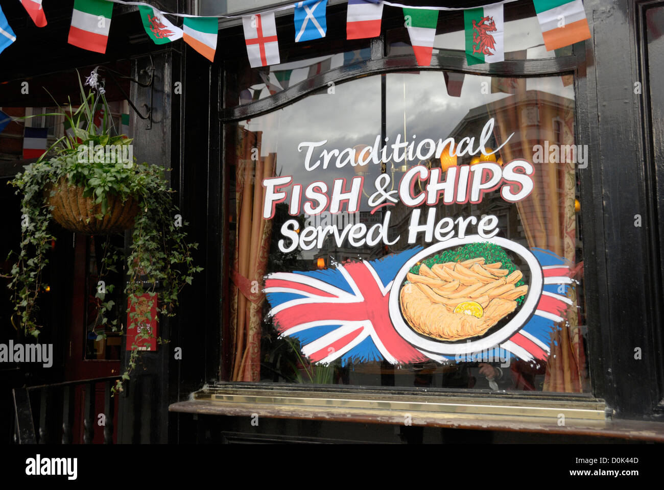 Traditional Fish Chips Sign Outside High Resolution Stock Photography ...
