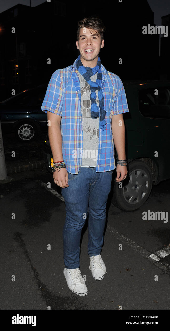 X Factor contestant Aiden Grimshaw out and about near the recording ...