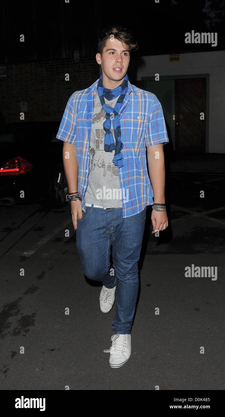 X Factor contestant Aiden Grimshaw out and about near the recording ...