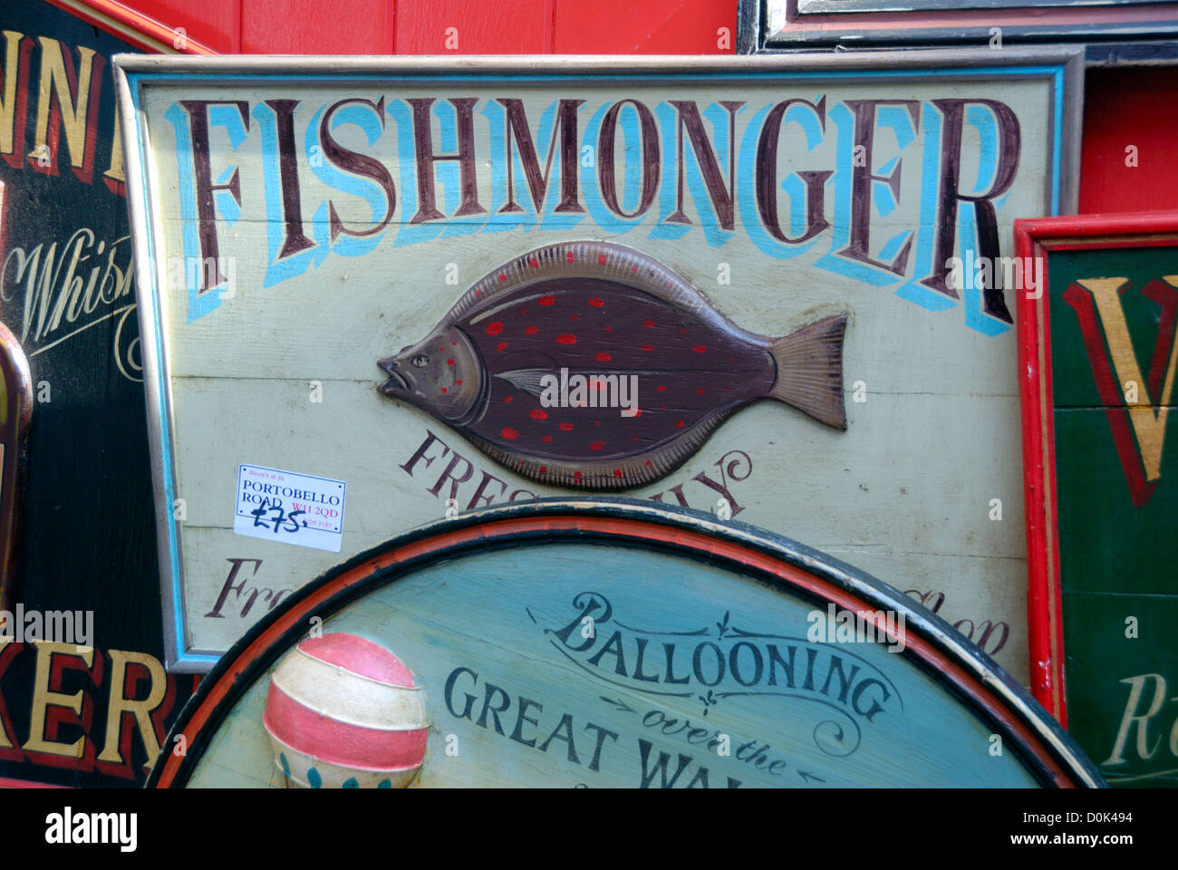 Antique fishmonger sign for sale in Portobello market Stock Photo - Alamy