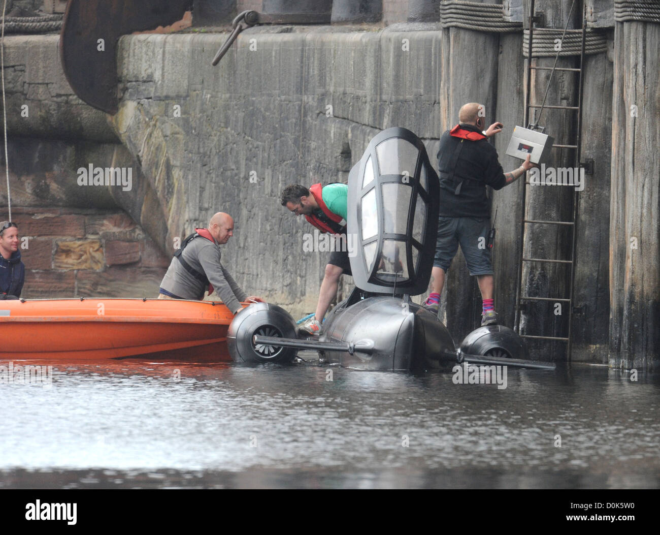 Filming of a submarine for 'Captain America: The First Avenger' on ...
