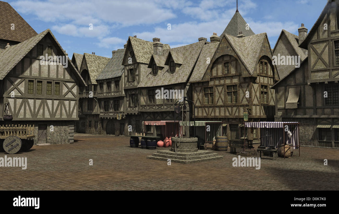 Medieval Town Square Stock Photo - Alamy