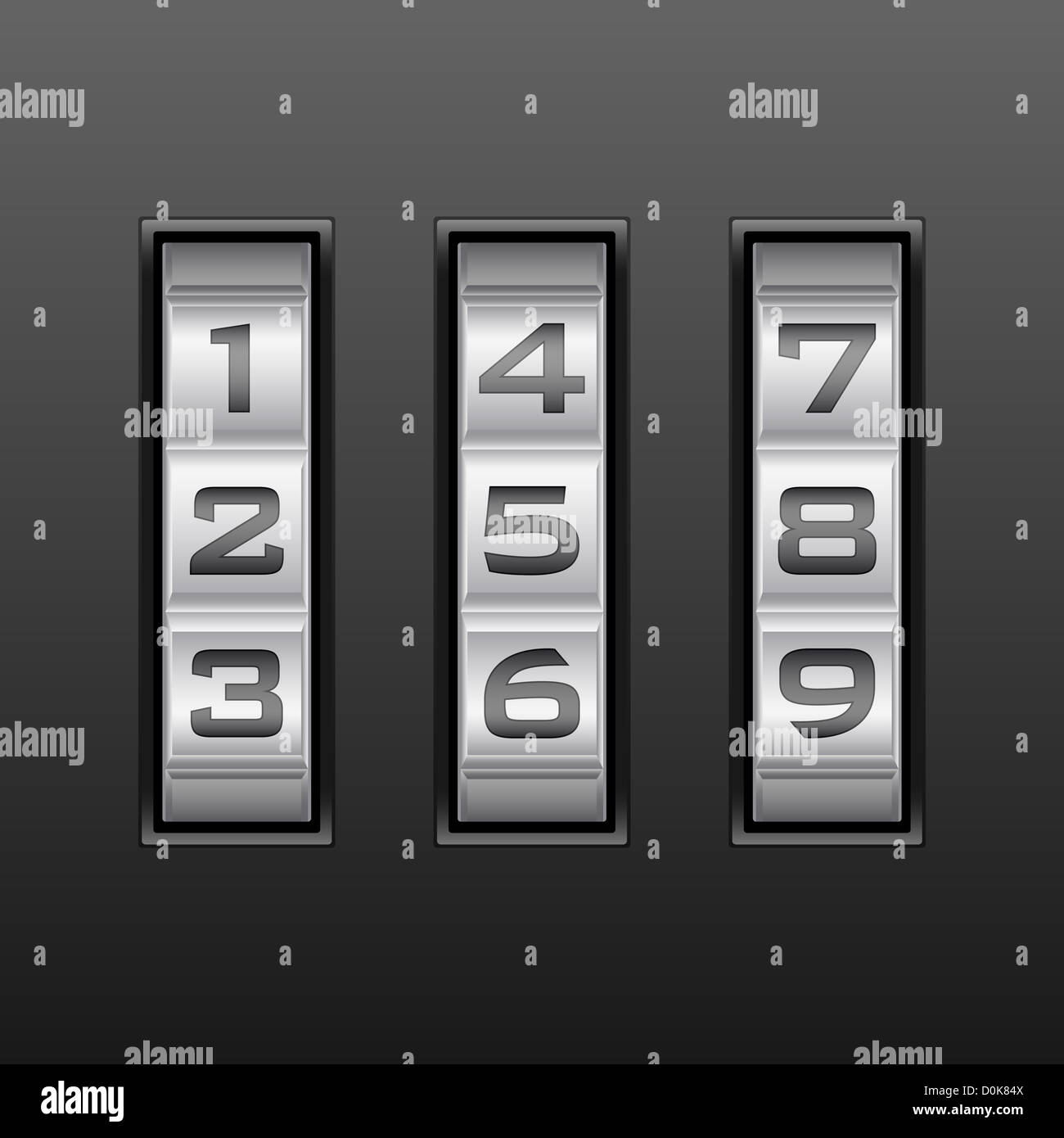 Metallic combination lock with three number. Vector illustration Stock ...