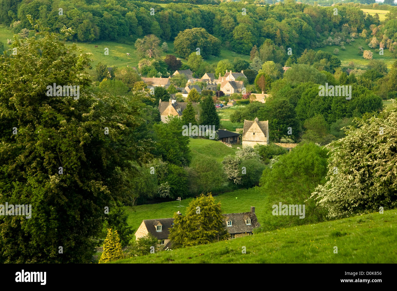A view over the Cotswold village of Naunton Stock Photo - Alamy