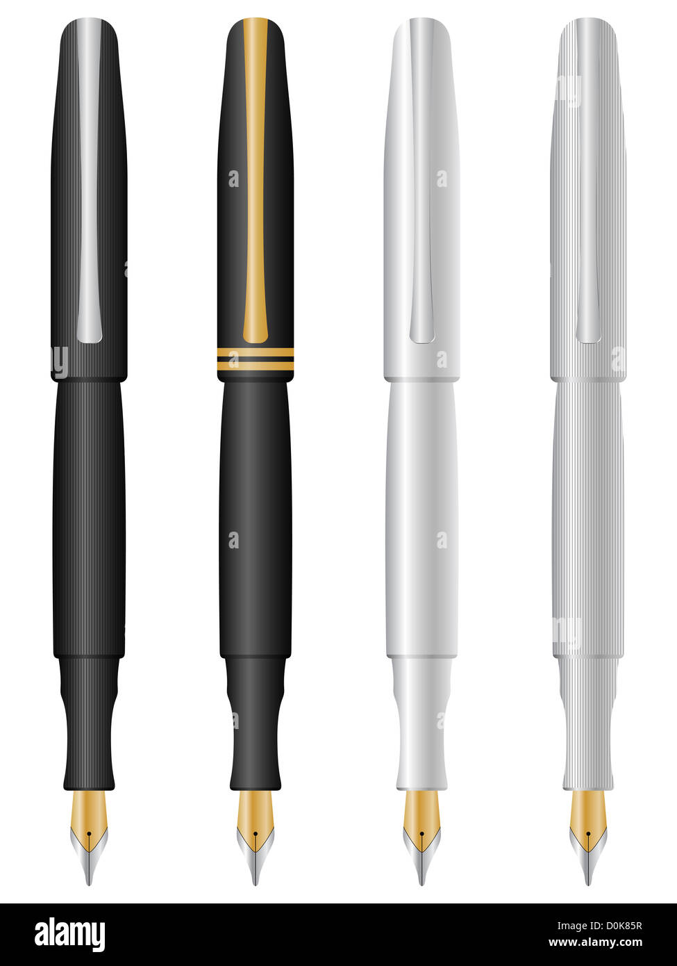 Four pens isolated on a white background. Vector illustration Stock ...