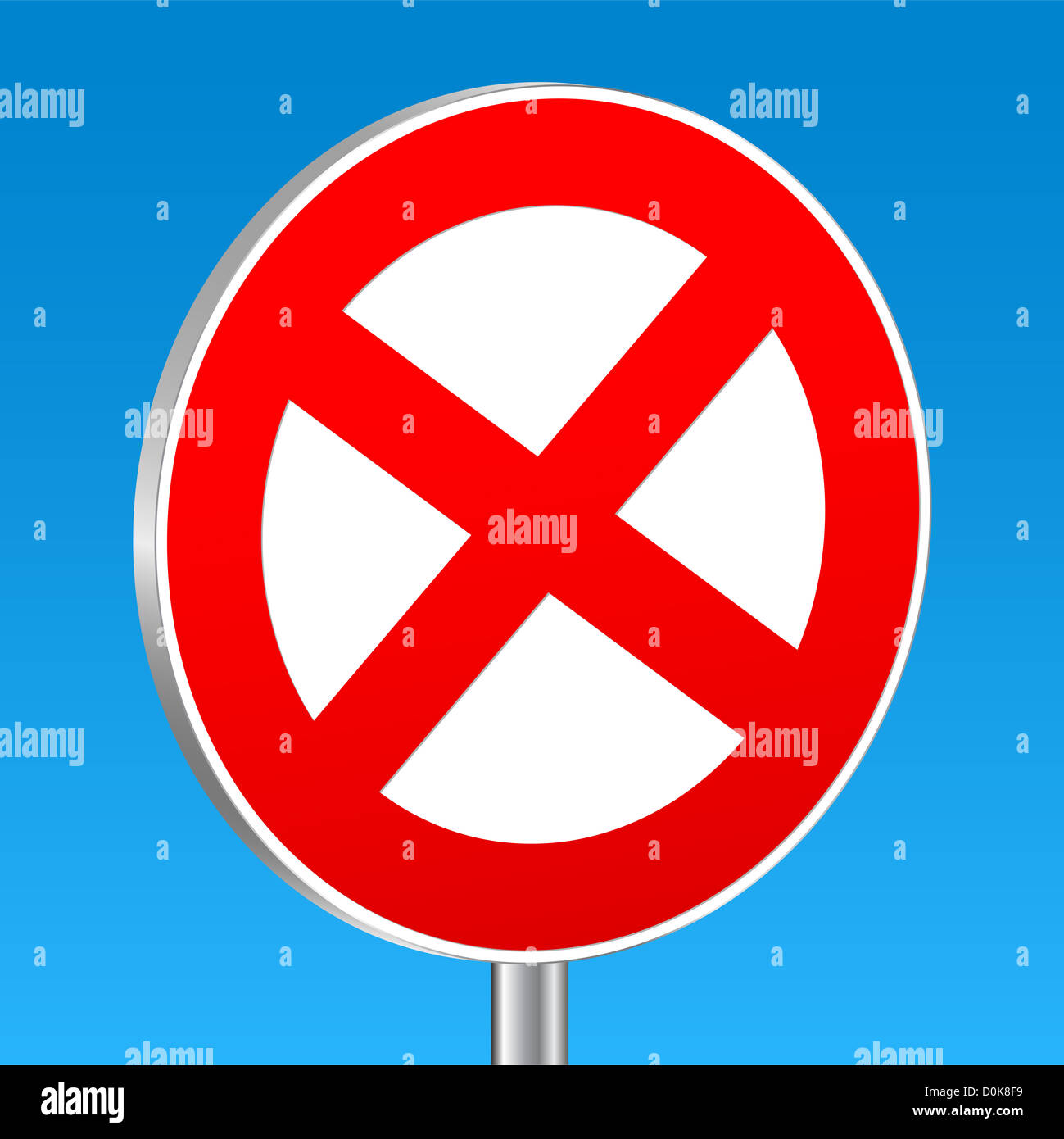 Stopping sign on a blue background. Vector illustration Stock Photo - Alamy
