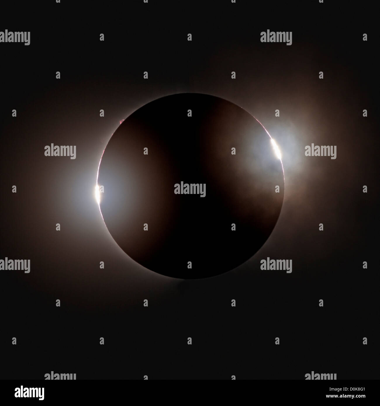 Beginning and End of Totality as Sun Peeks Out from Behind Scattered ...