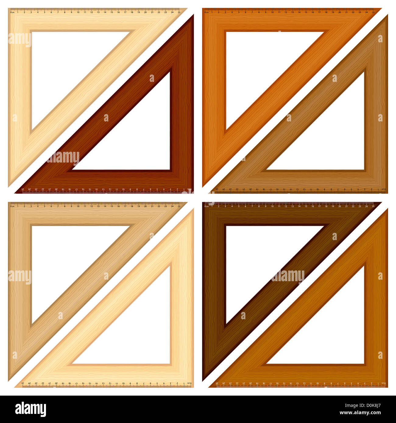 Wooden triangle ruler set on a white background. Vector illustration ...