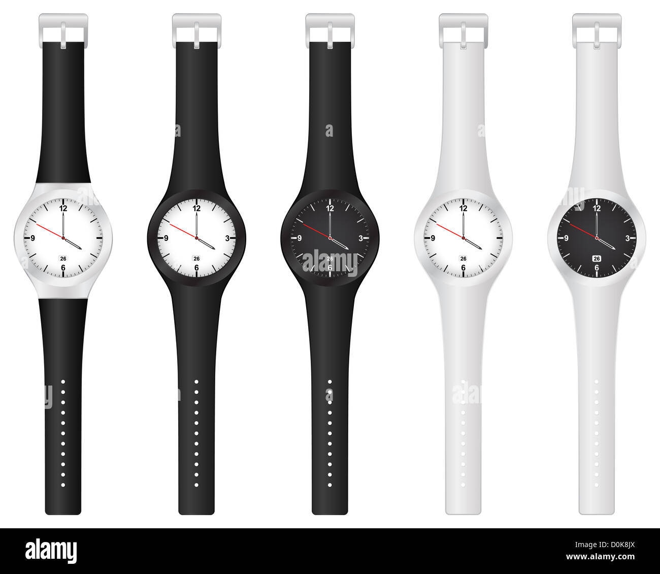 Set vector illustration wristwatch on a white background Stock Photo ...
