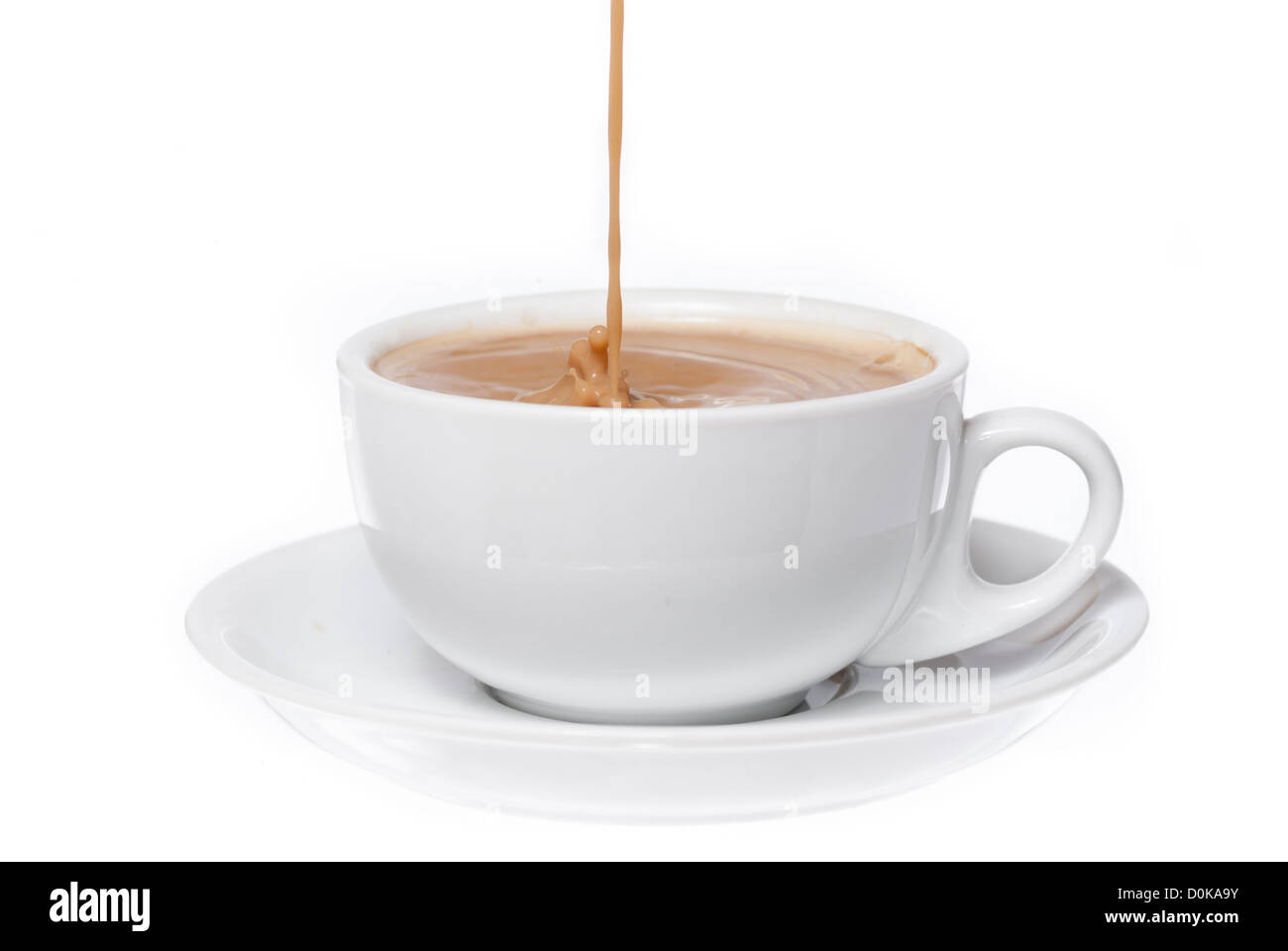 One cup of tea being poured. White background Stock Photo - Alamy
