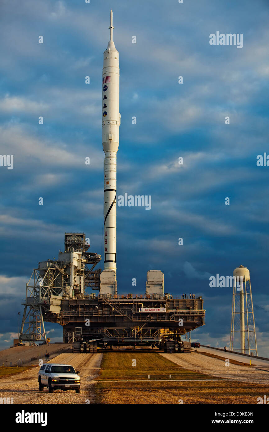 Rollout of Ares I-X -- First Flight of a New Moon Rocket Stock Photo ...