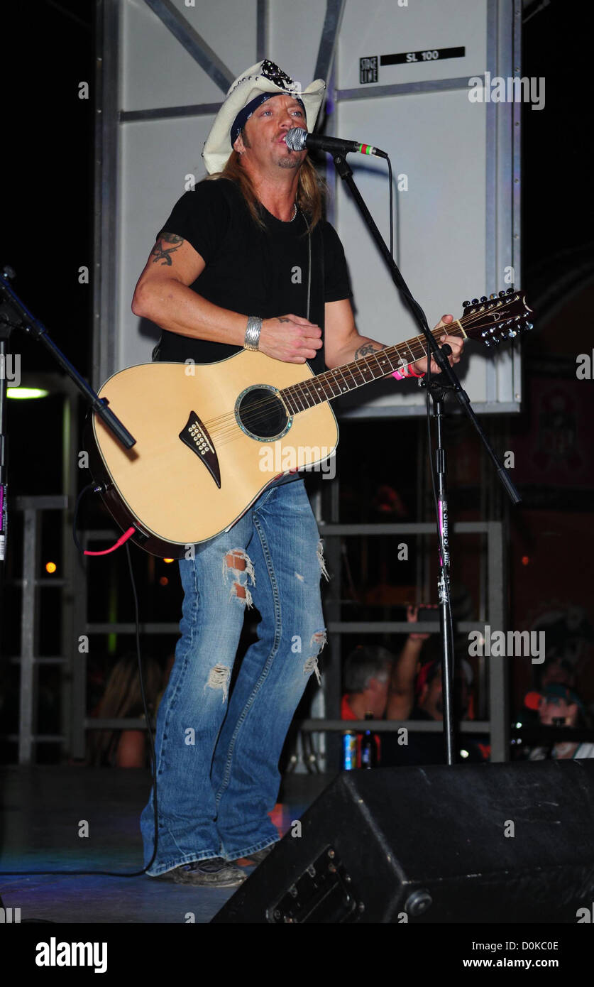 Bret Michaels performing live on stage prior to the Miami Dolphins vs ...