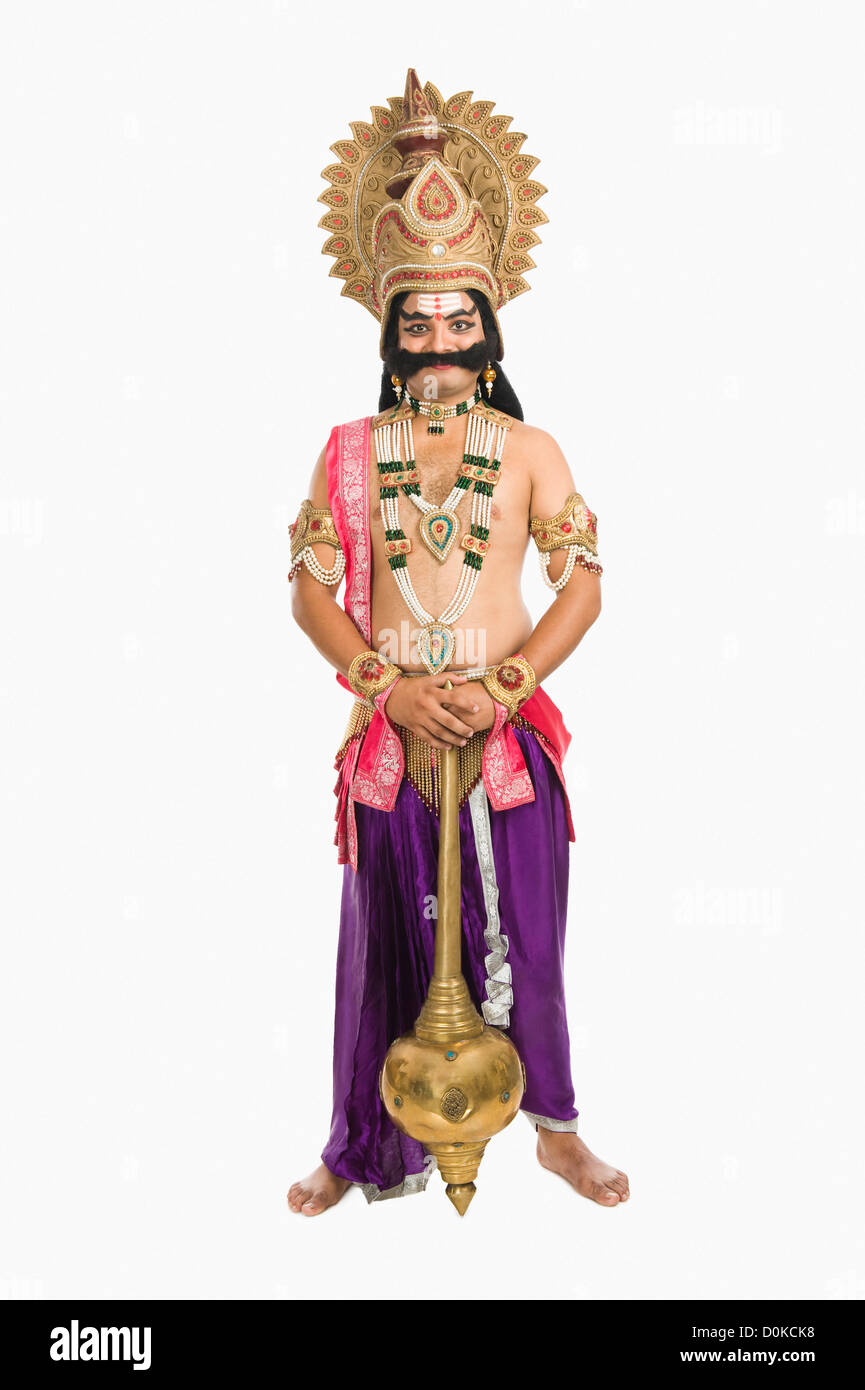 Portrait of a man dressed-up as Ravana the Hindu mythological character ...