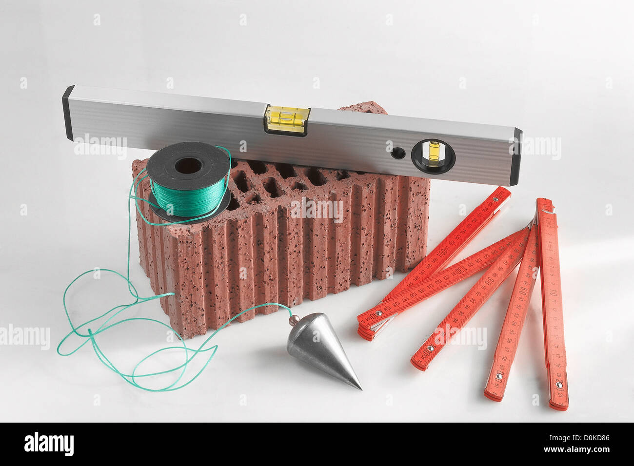 Brick, Level, Ruler, and Plumb Stock Photo - Alamy