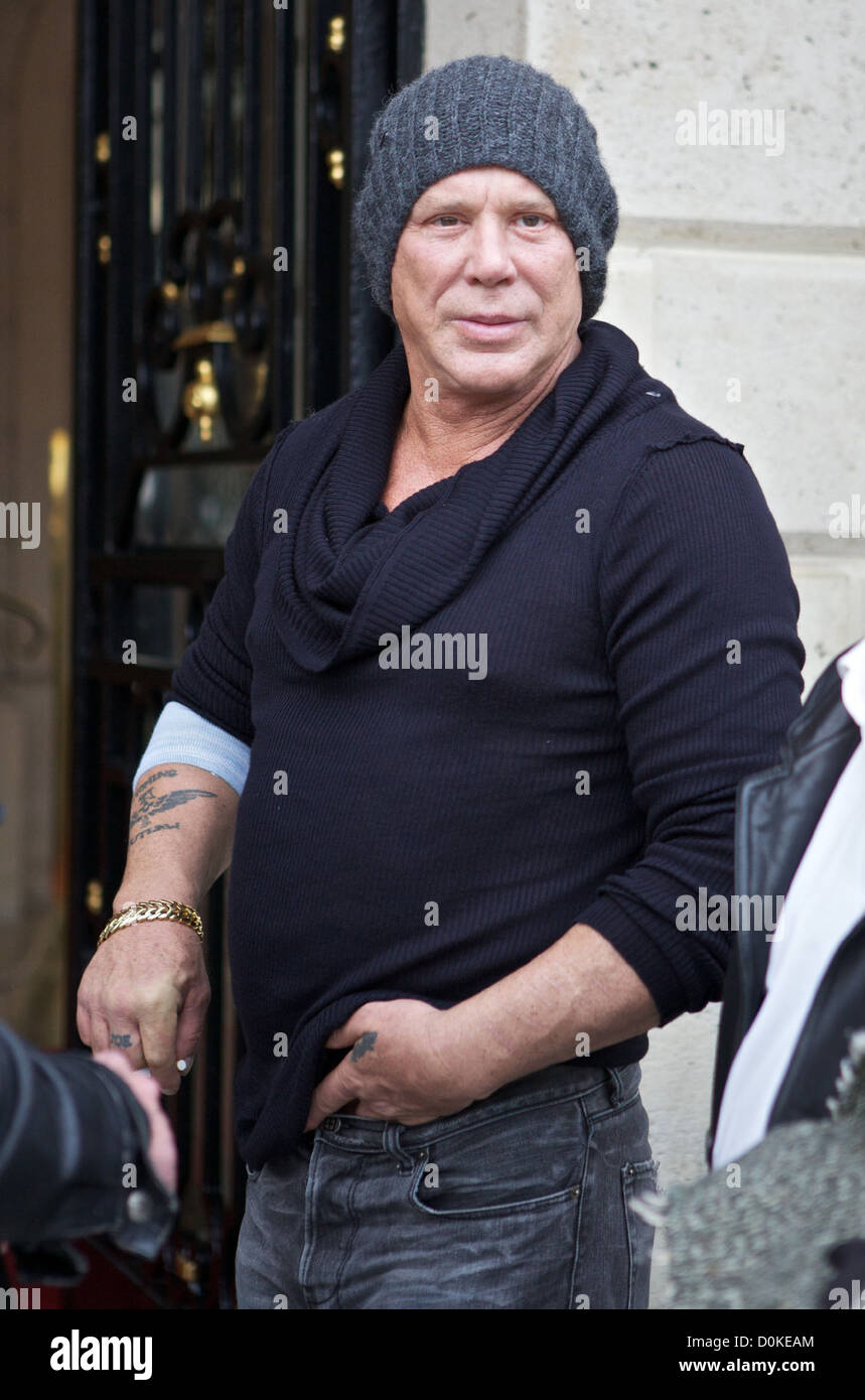 Mickey Rourke smokes a cigarette outside his hotel Paris, France - 30. ...