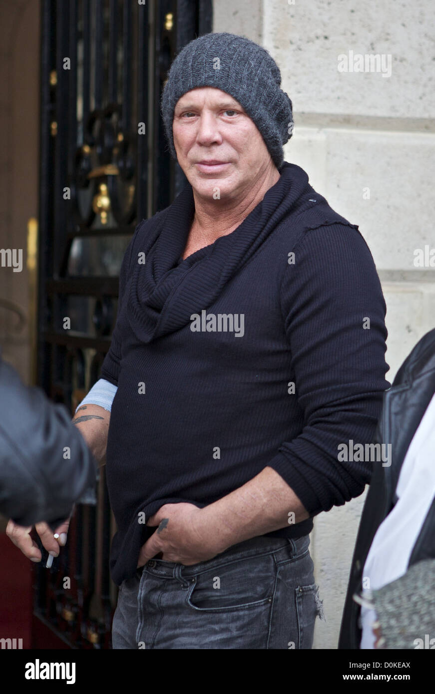 Mickey Rourke smokes a cigarette outside his hotel Paris, France - 30. ...