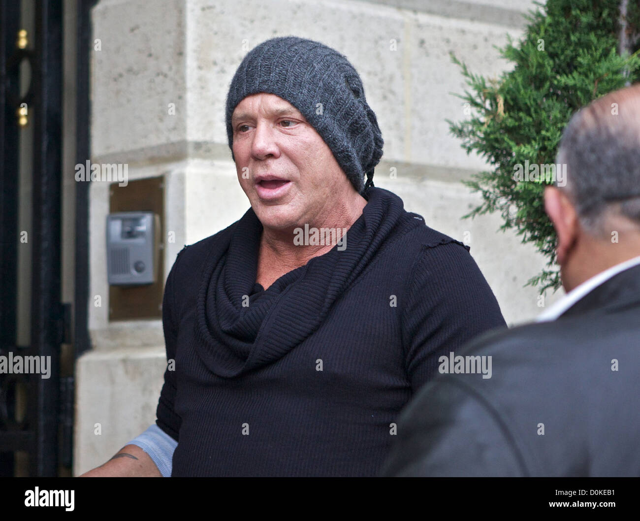 Mickey Rourke smokes a cigarette outside his hotel Paris, France - 30. ...