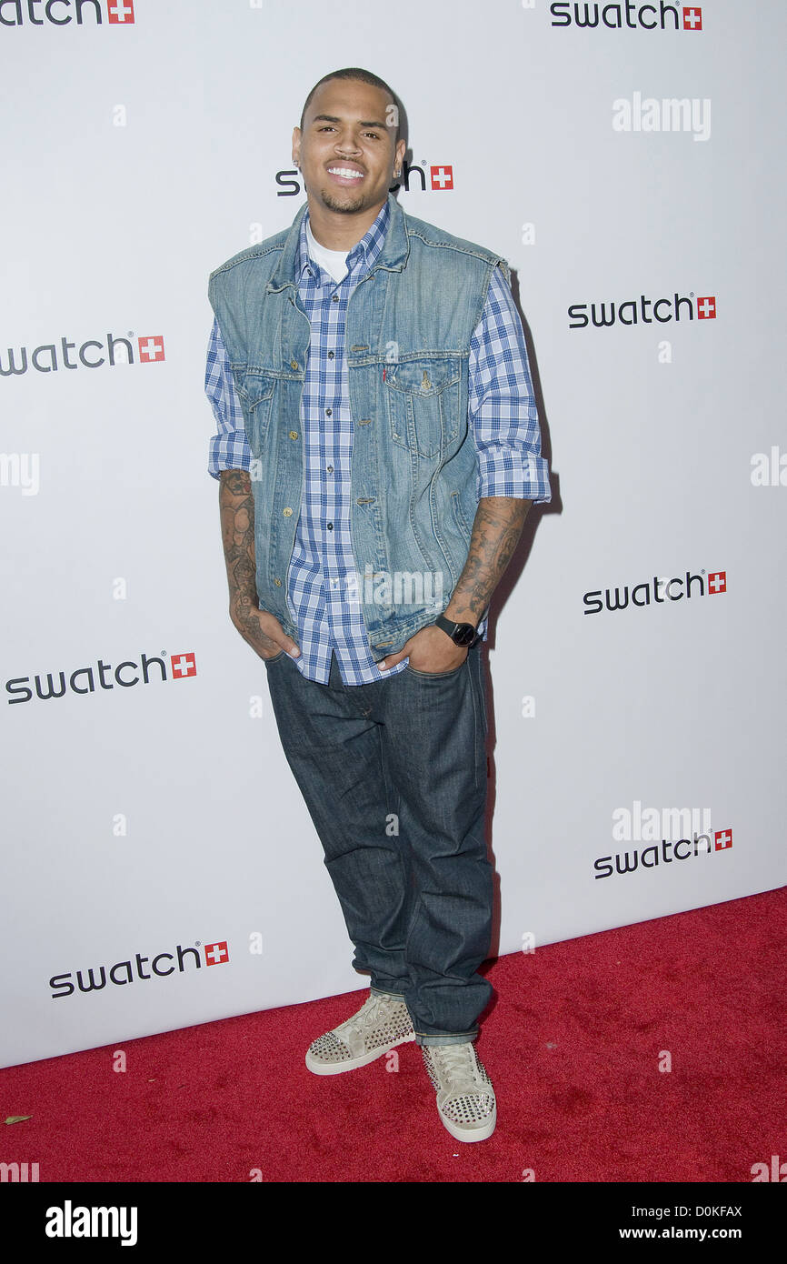 Chris Brown The launch of Swatch 'New Gents Collection' at Gansevoort ...