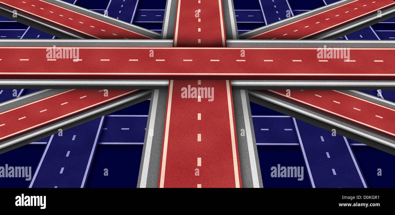 Great Britain highway Flag in perspective as a three dimensional symbol ...