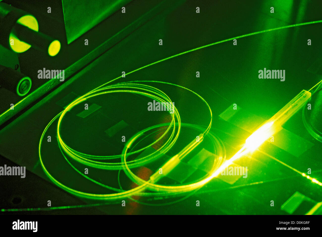A set-up for experiments with light wave guide cables and lasers Stock ...