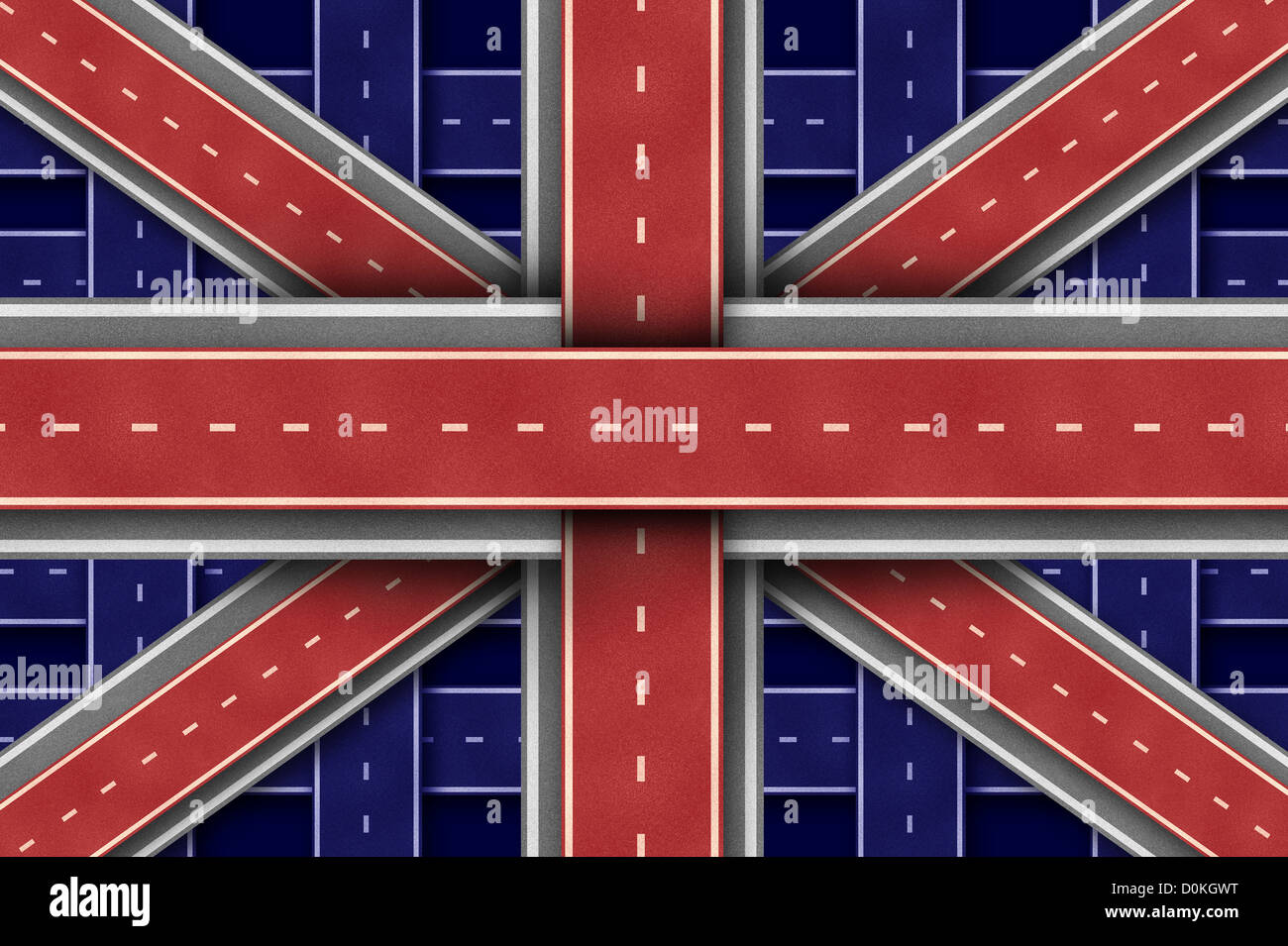 Great Britain Flag made of intersecting roads to form the symbol of ...