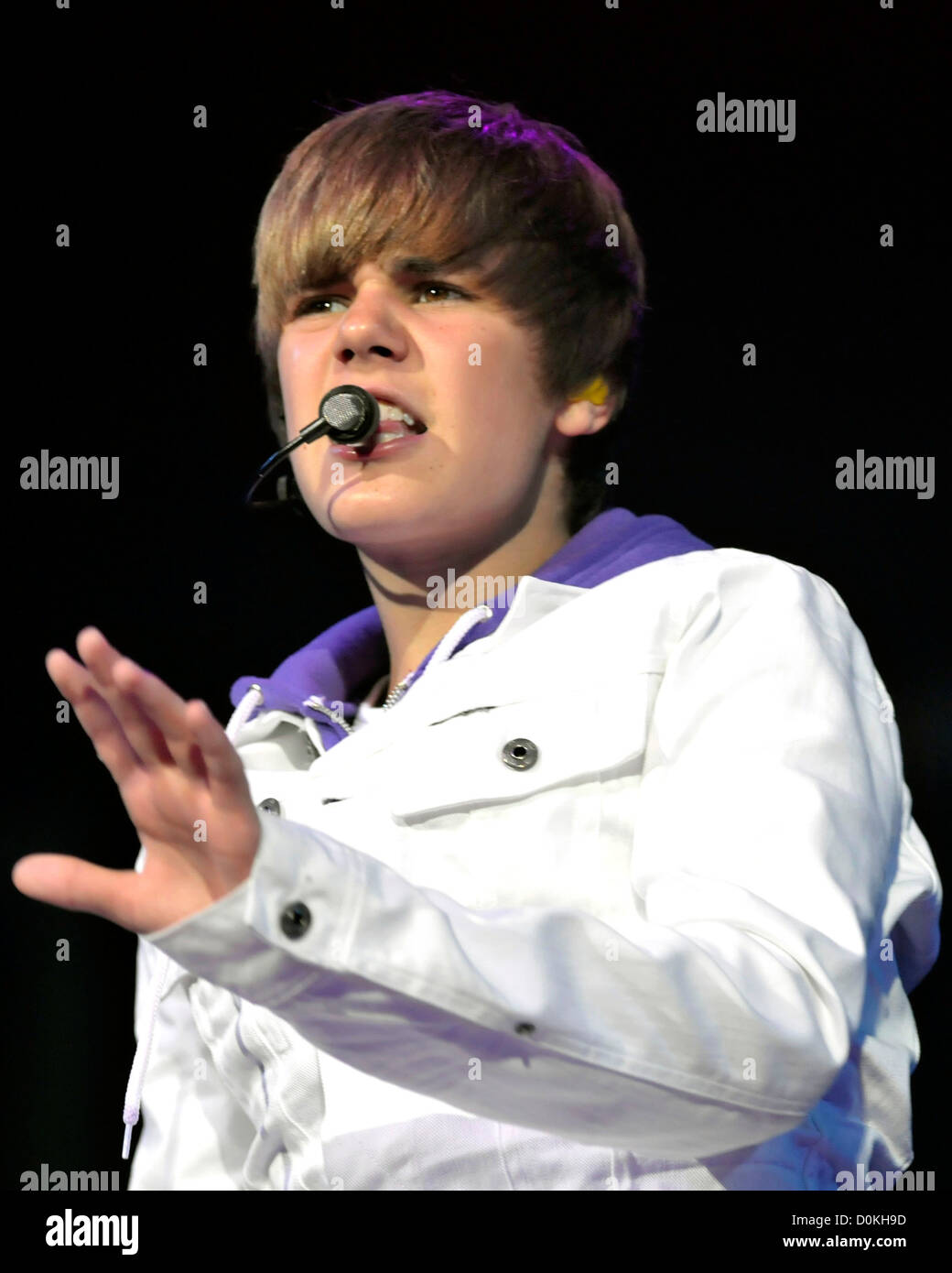 Justin Bieber performs during the 'My World' tour at the Air Canada ...