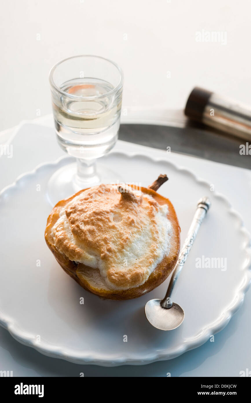 Pears with coconut meringues Stock Photo - Alamy
