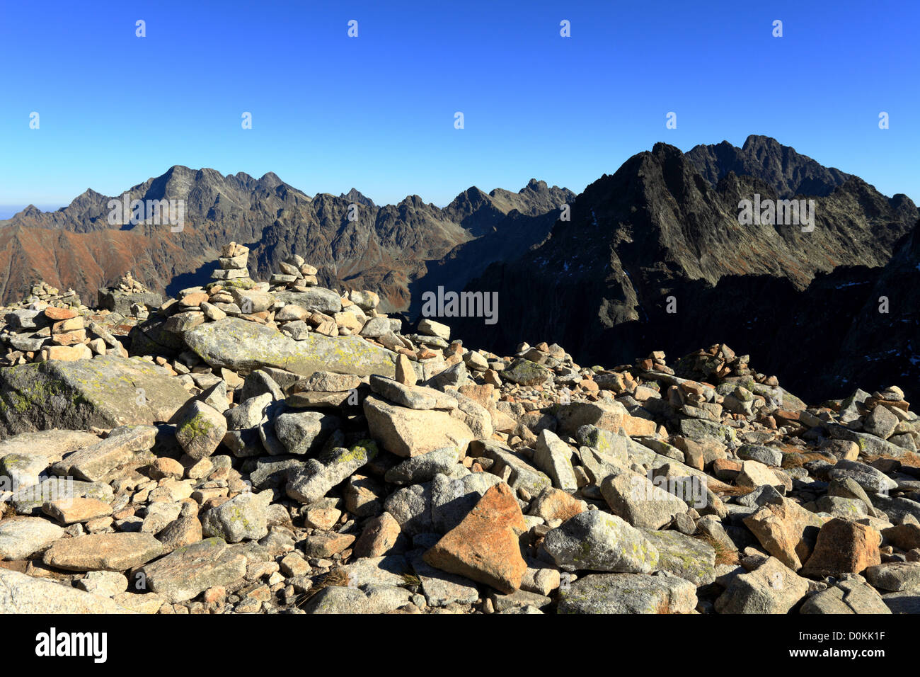 View from Sedlo Vaha (Rysy) towards Ladovy stit, High Tatras, Slovakia ...