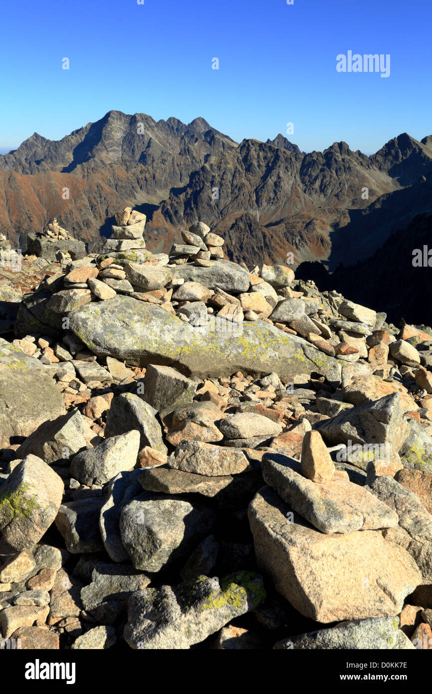 View from Sedlo Vaha (Rysy) towards Ladovy stit, High Tatras, Slovakia ...