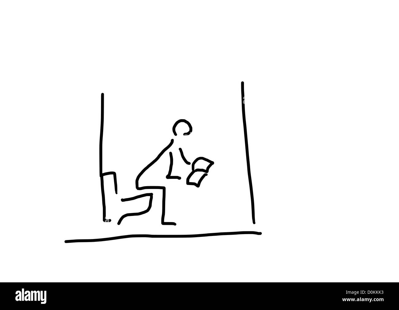 Man on toilet sketch hi-res stock photography and images - Alamy