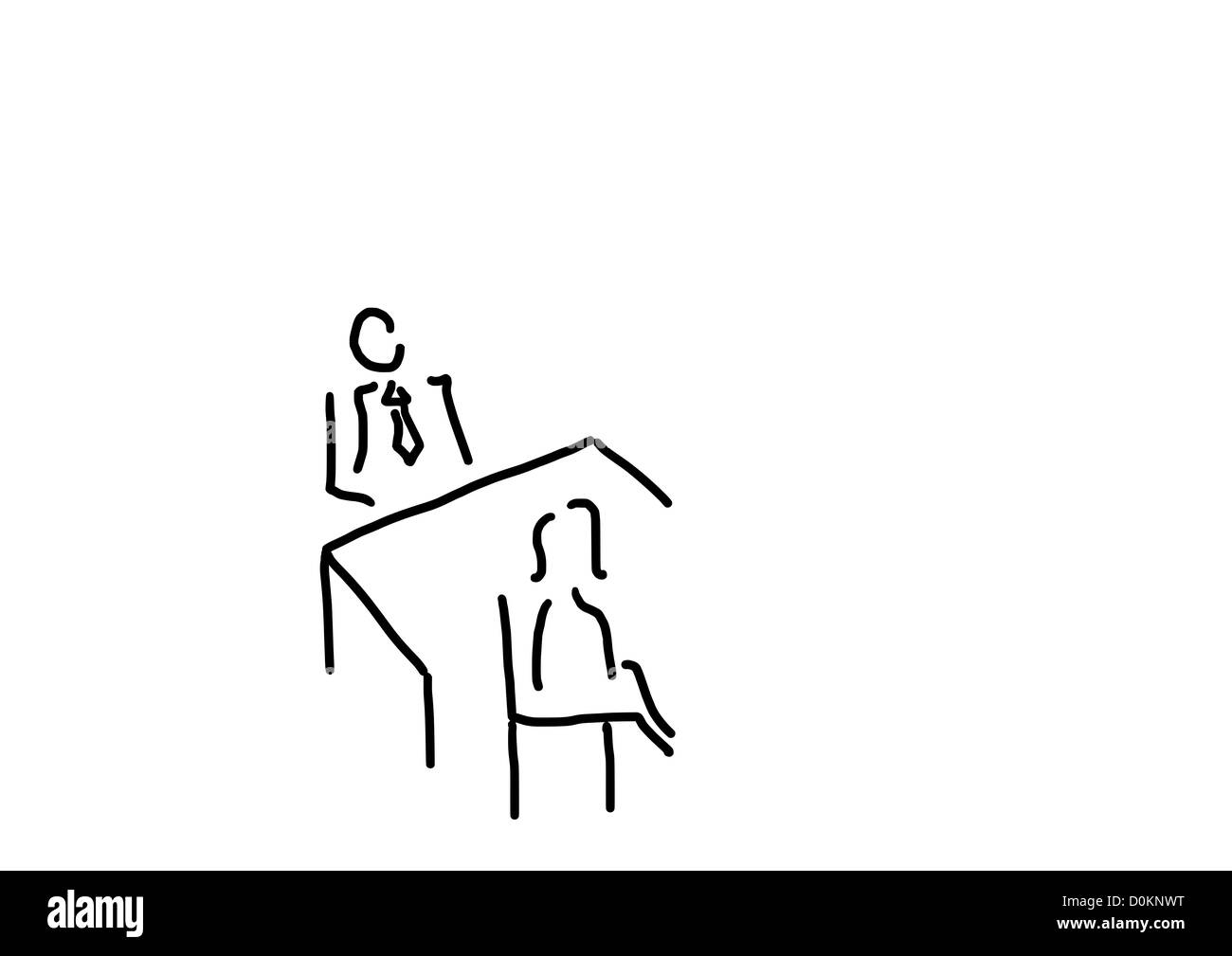 Meeting stick figure pictogram Black and White Stock Photos & Images ...