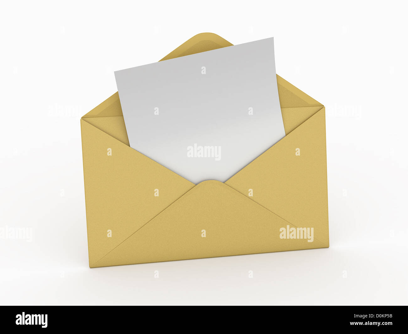 Mail. Envelope and empty letter on white background. 3d Stock Photo - Alamy