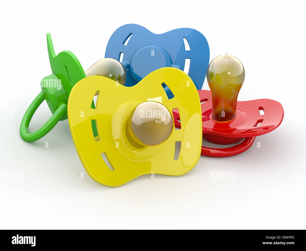 Baby's pacifiers on white isolated background. 3d Stock Photo - Alamy