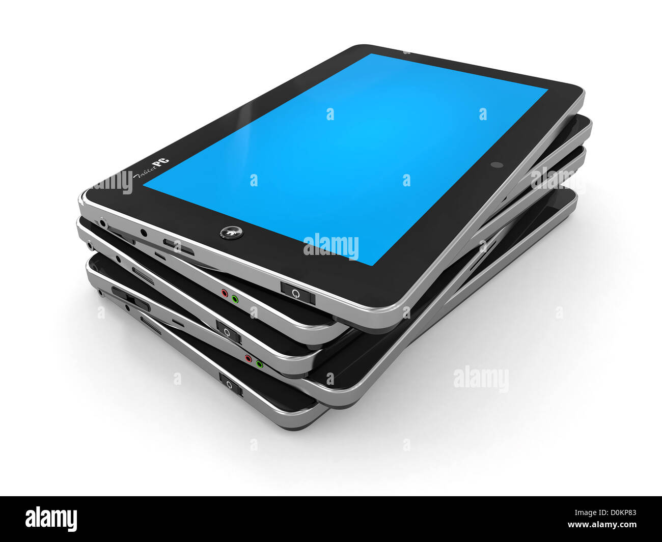 Group of tablet pc on white isolated background. 3d Stock Photo - Alamy
