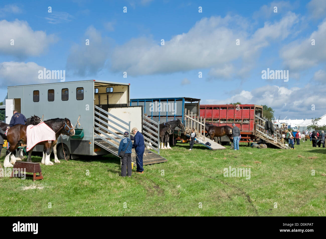 Horse boxes box parked at Egton Show showground in summer North York ...