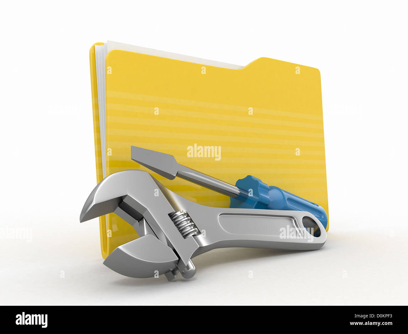 Folder and tools on white isolated background. 3d Stock Photo - Alamy