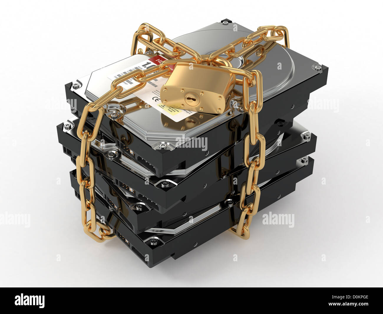 Protected hdd. Chain and lock on hard disk drive. 3d Stock Photo - Alamy