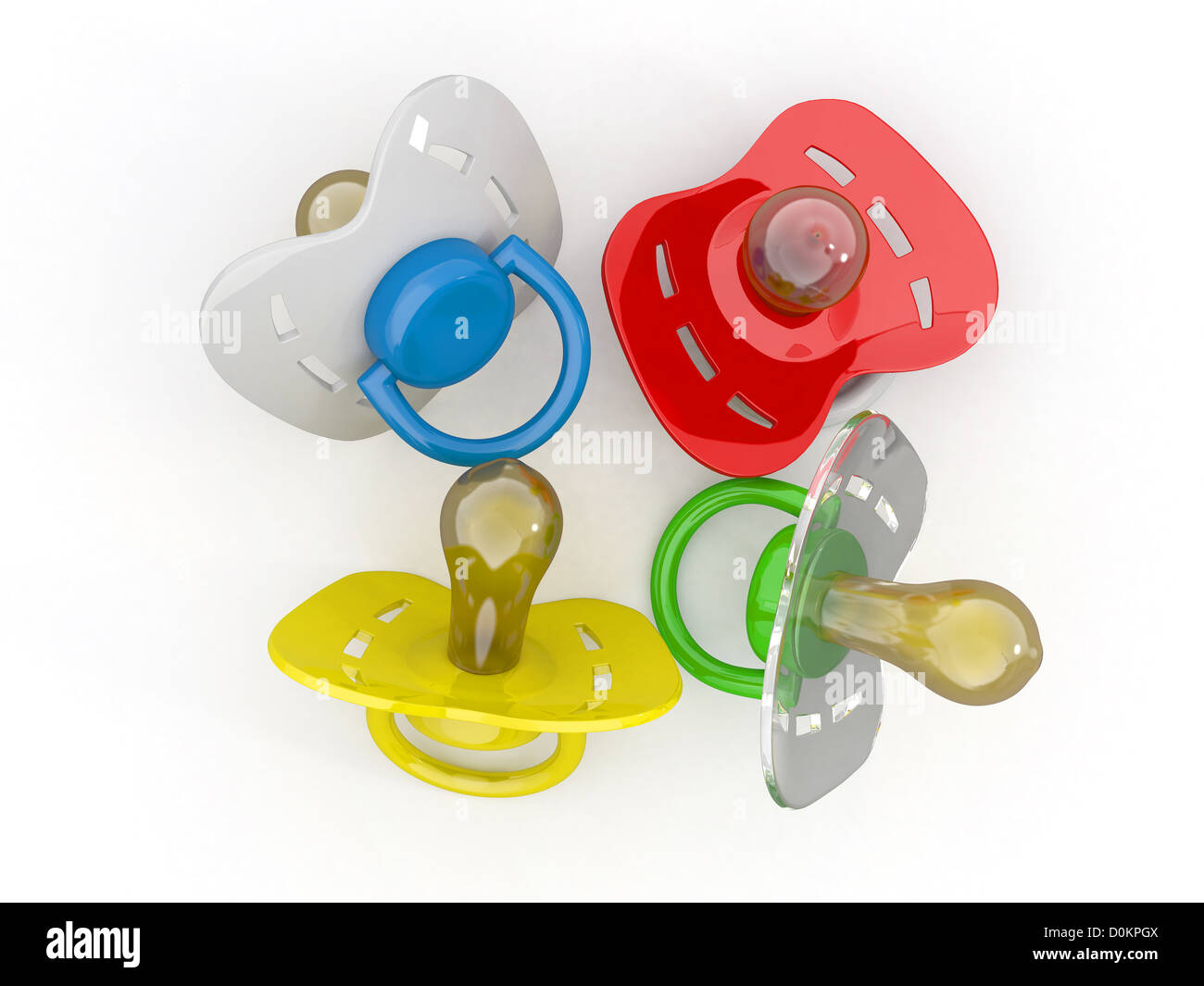 Baby's pacifiers on white isolated background. 3d Stock Photo - Alamy