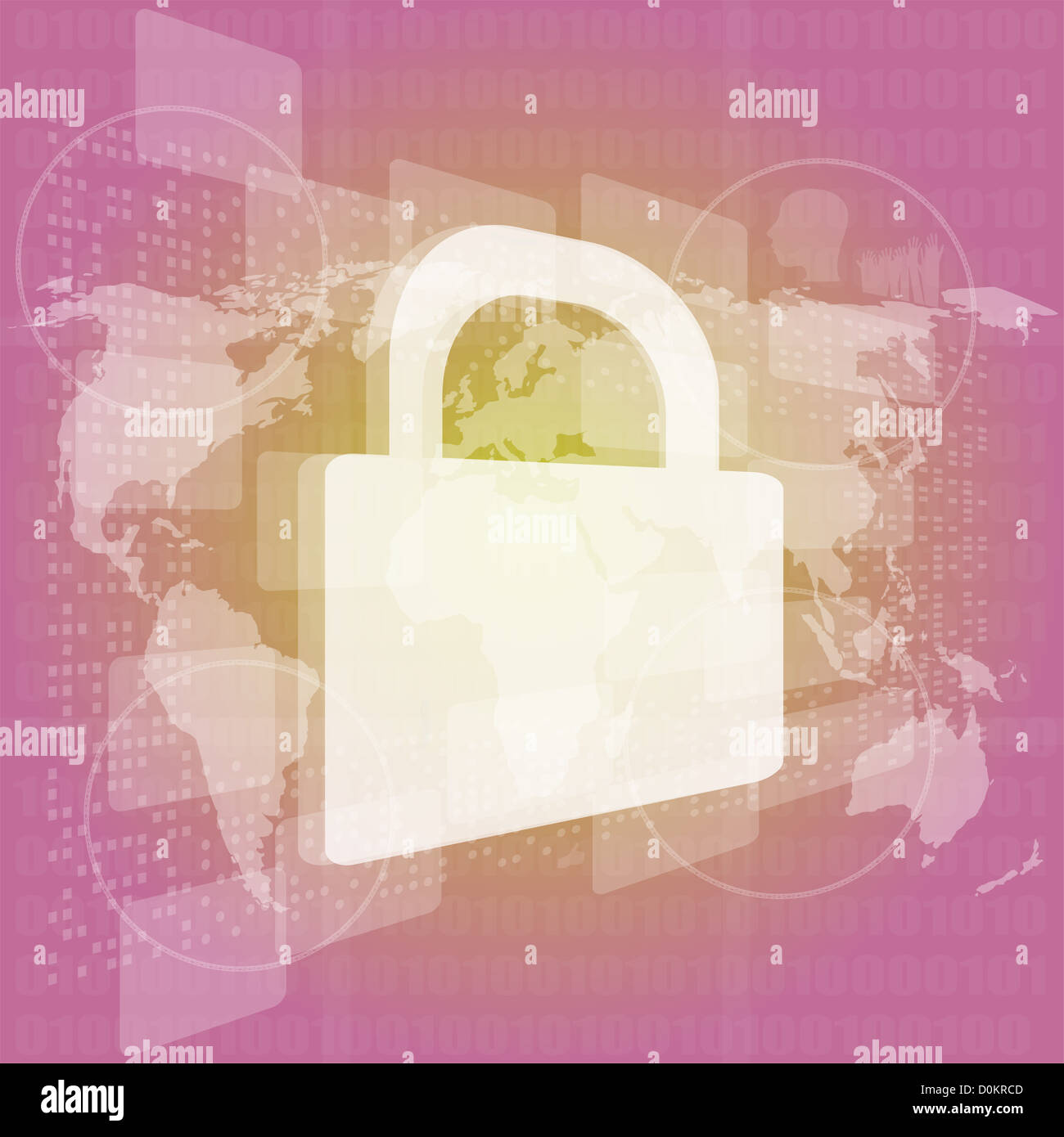Security concept: Lock on digital screen Stock Photo - Alamy